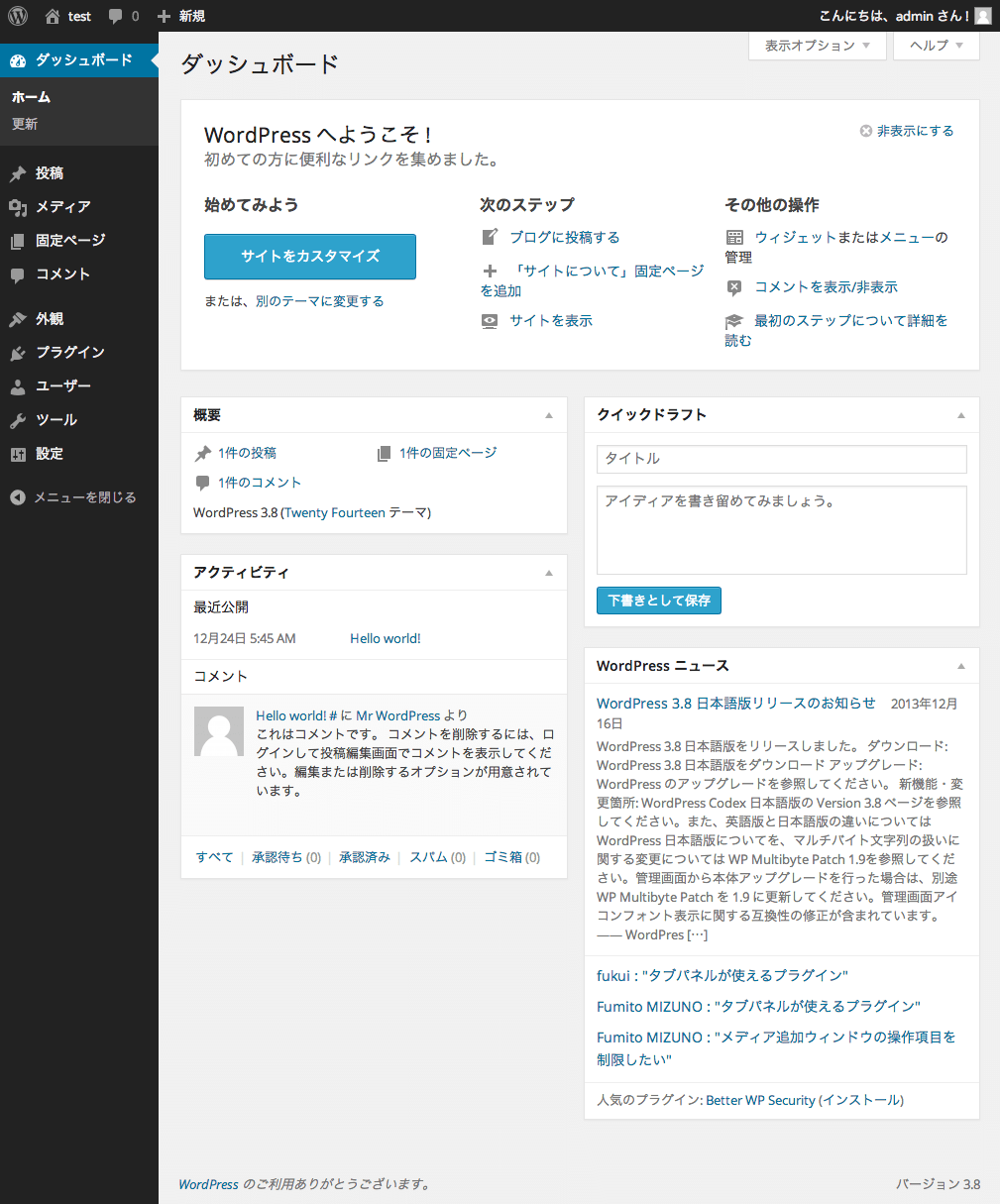 Wordpress管理画面の基本 Wordpressマニュアル